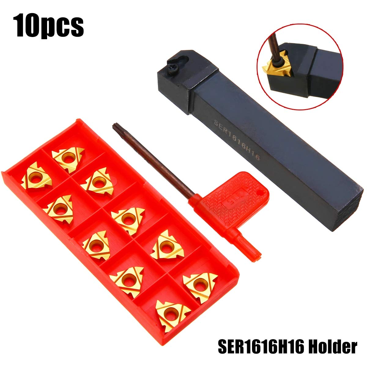 Buy Yolopay - 10pcs 16ER AG60 Carbide Internal Insert + Turning Tool ...