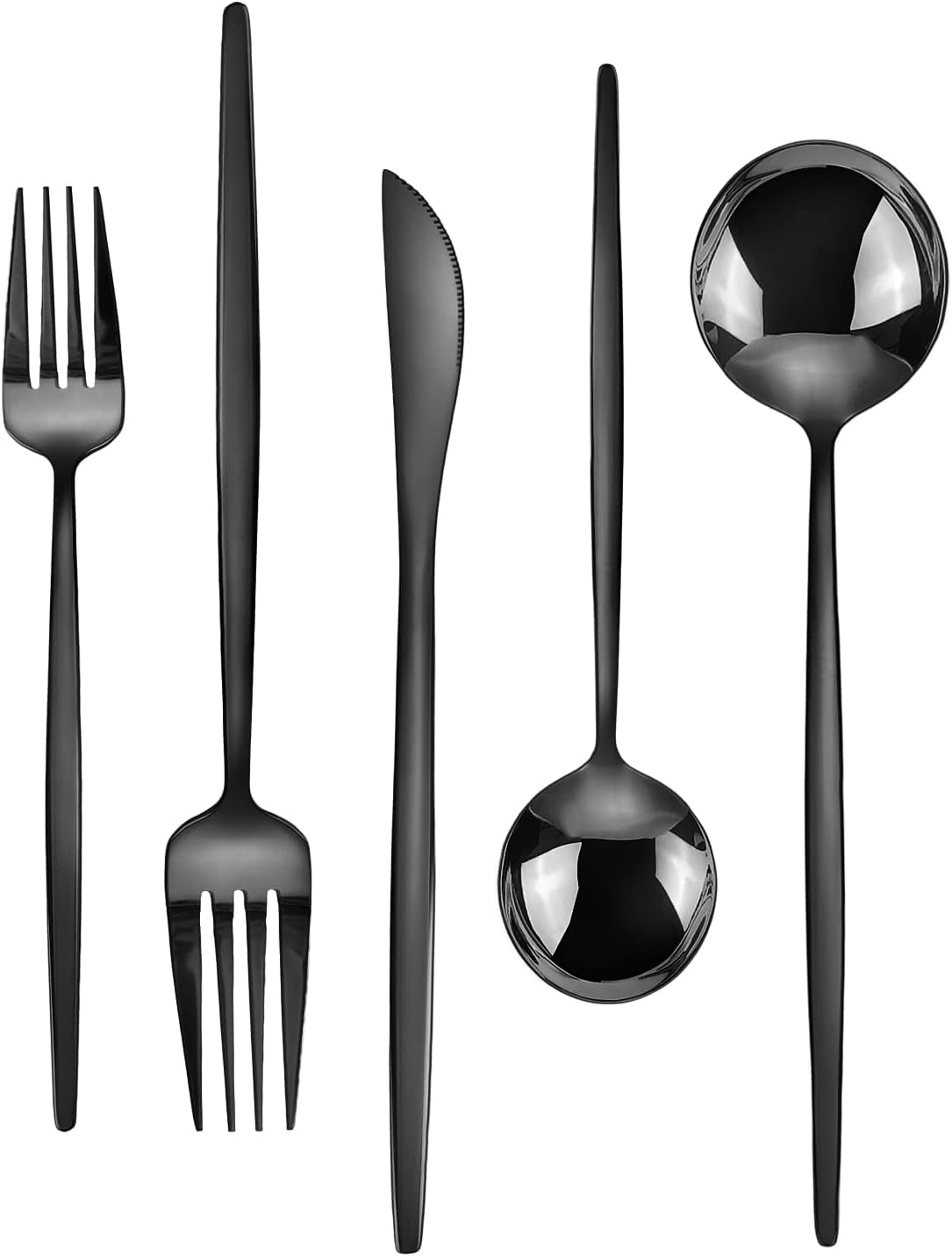 Amazon.com | 40 Pieces Black Silverware Set, Stainless Steel Flatware ...