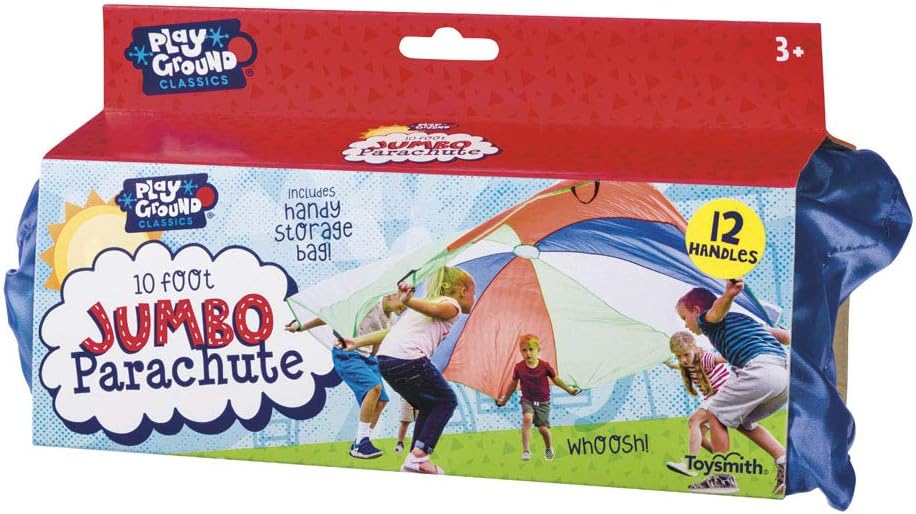 Amazon.com: Toysmith Playground Classics, 10' Jumbo Nylon Parachute, Multicolored with 12 ...