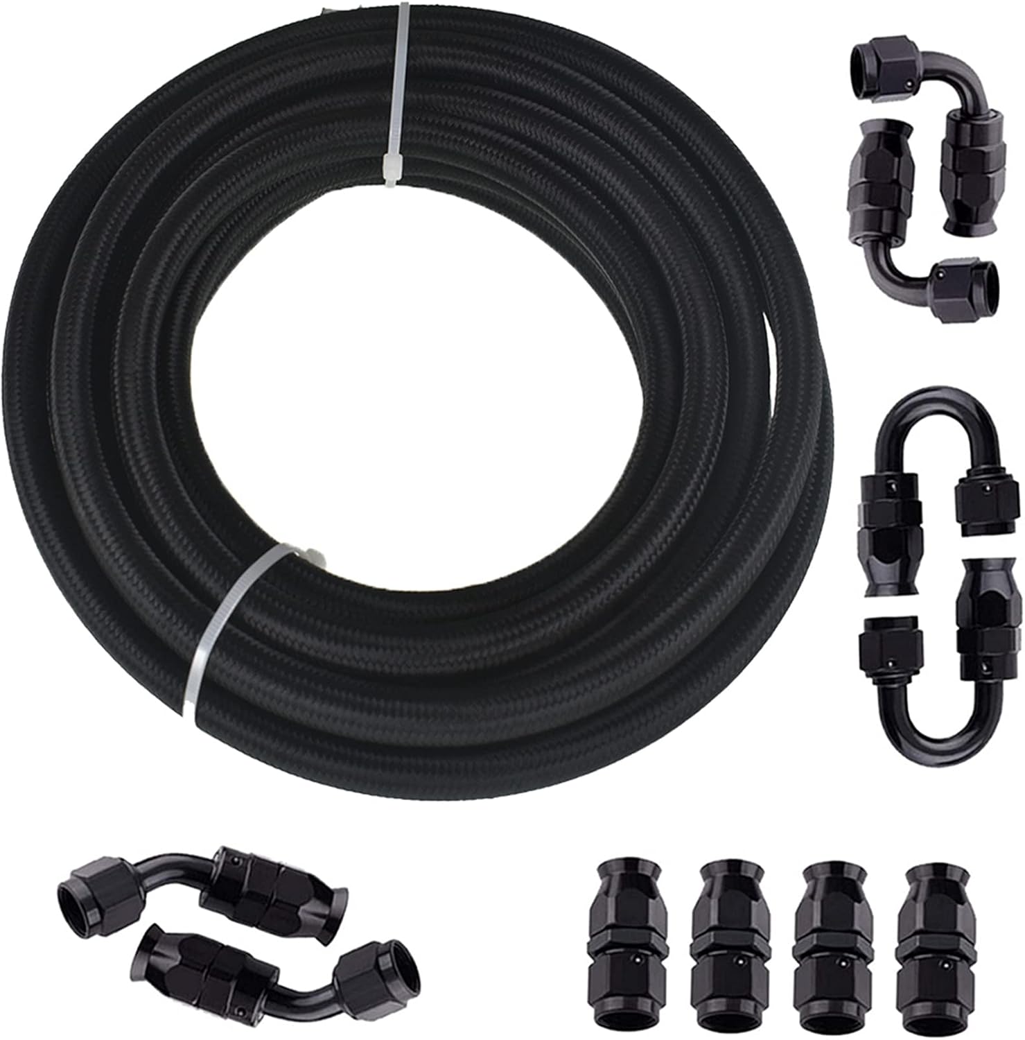 labwork 8AN Black Nylon PTFE (Teflon) Fuel Line Hose Kit 20 Feet Gas ...