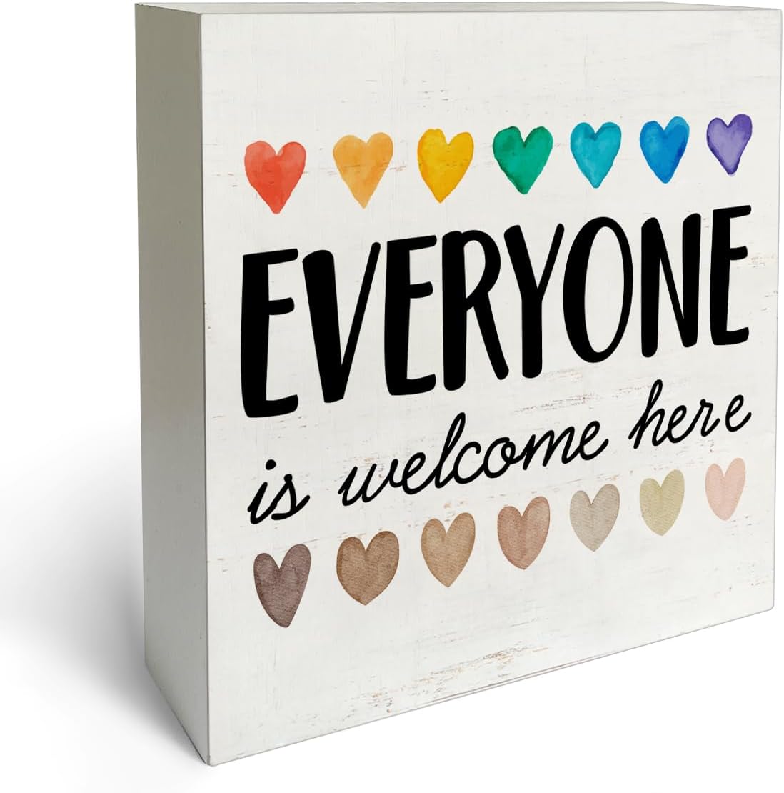Amazon.com : Rustic Farmhouse Style Everyone is Welcome Here Box Sign ...