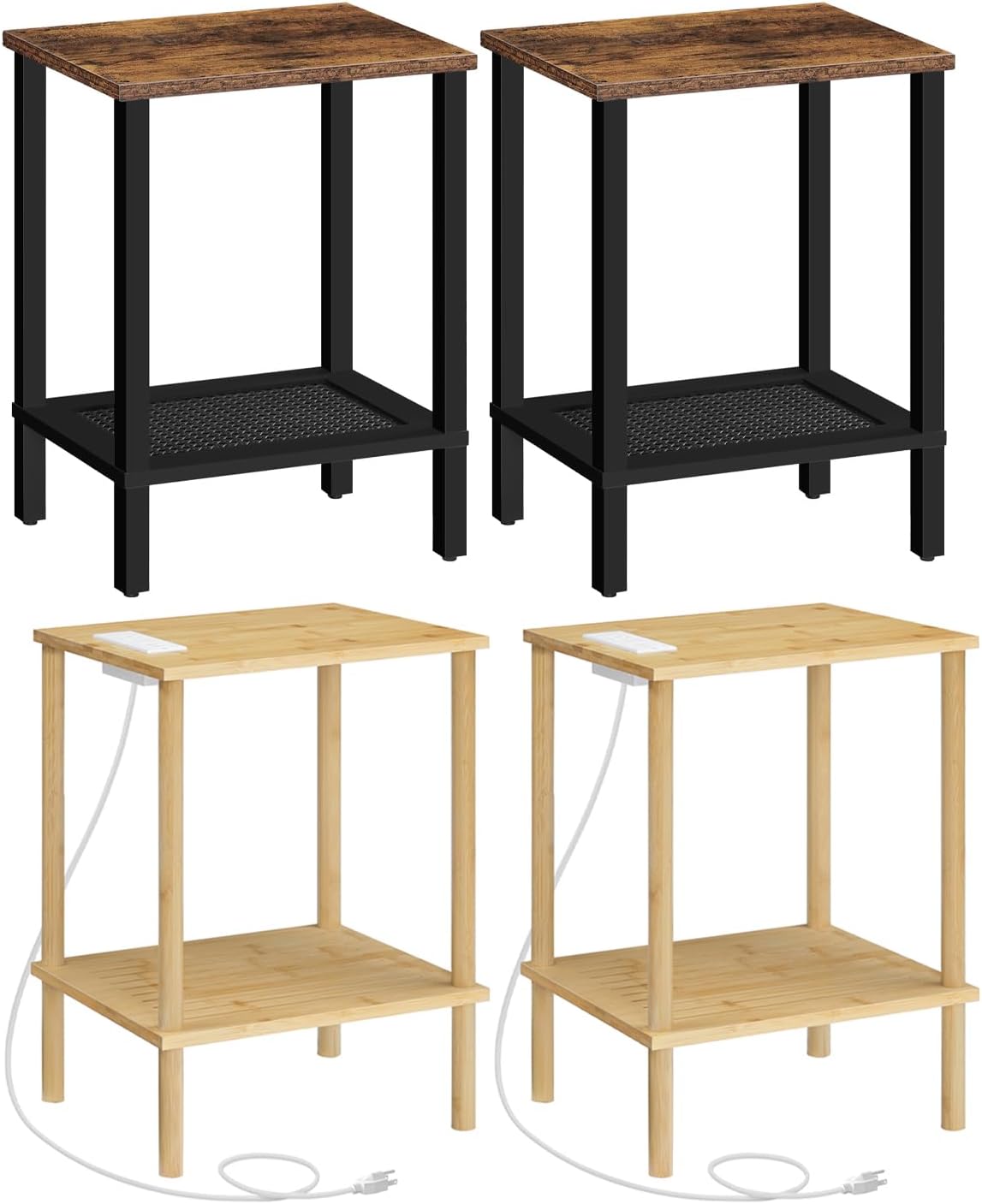 Amazon.com: HOOBRO End Tables Set of 2 and 2-Tier Side Table with 1 ...