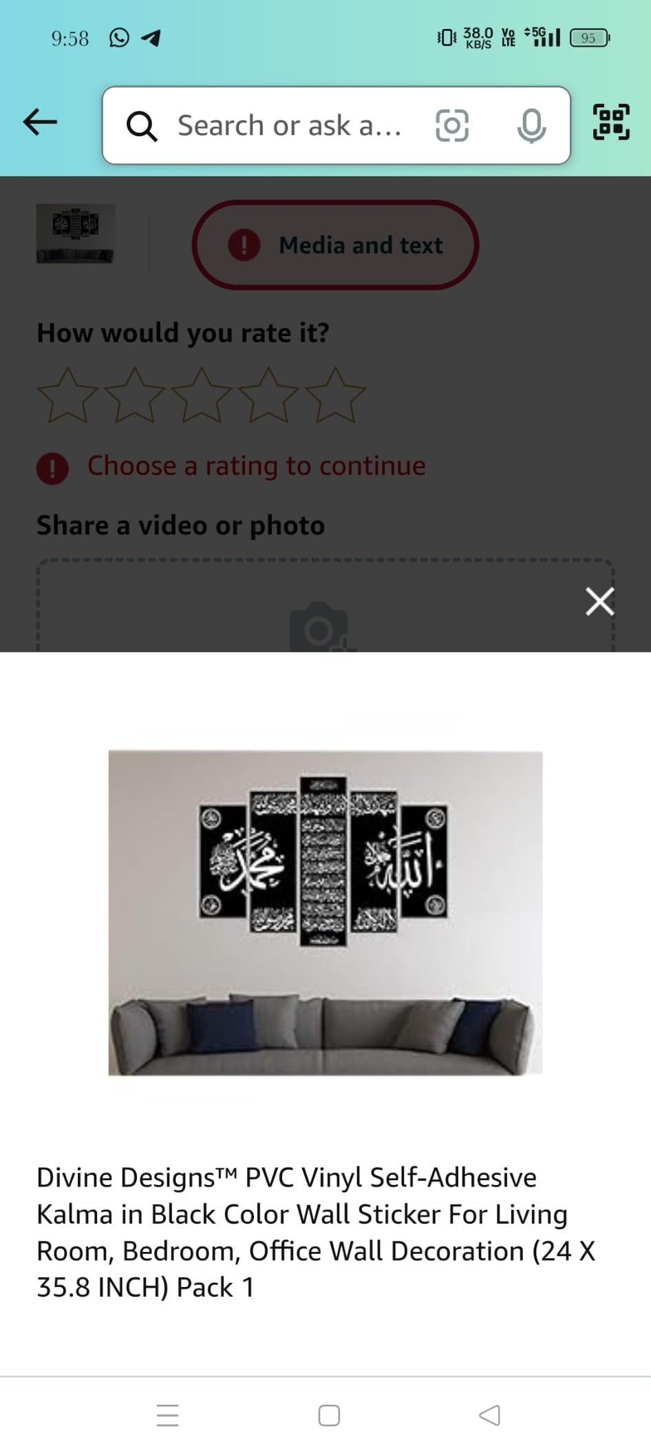 Divine Designs™ PVC Vinyl Self-Adhesive Kalma in Black Color Wall ...