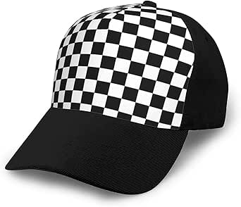 PVTIONXIE Black and White Checkered Pattern Baseball Cap for Men Women ...
