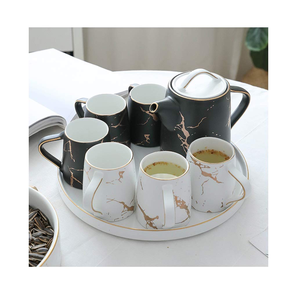Buy Ceramic Herbal Teapot Set Green Pattern with Infuser and 6 Cups ...