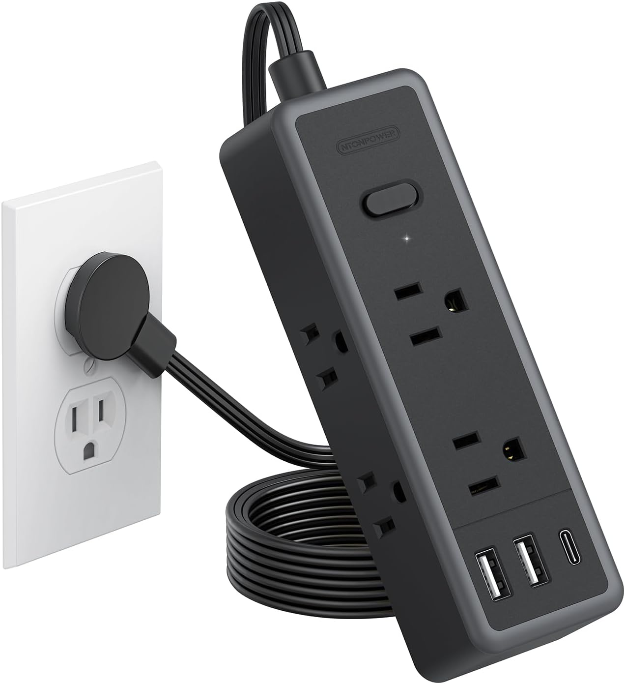 Amazon.com: NTONPOWER Flat Extension Cord 10 ft, Extension Cord Flat ...