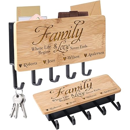 Personalised Engraved Key Holder for Wall, Wall Mounted Key Letter ...