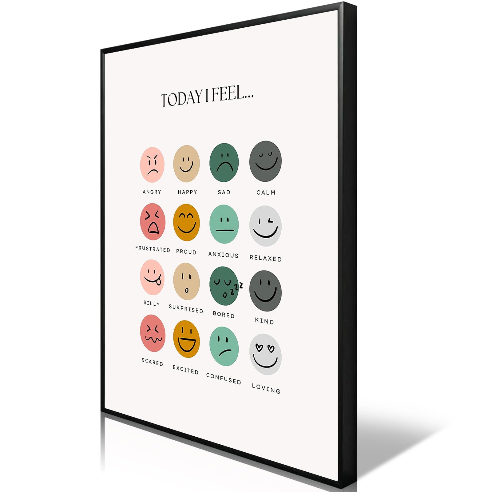 Amazon.com: Children's Feelings Chart Canvas Wall Art Emotions Poster ...