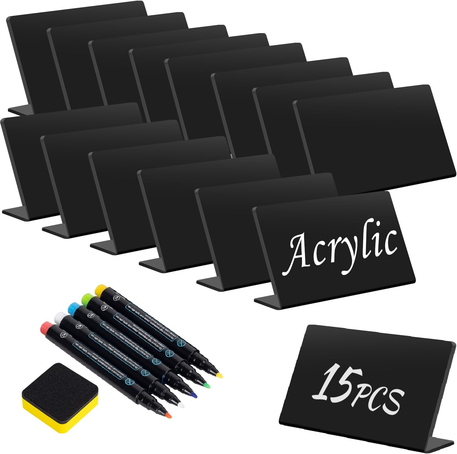 Amazon.com: 15 Pcs Acrylic Mini Chalkboard Labels for Food, 5x3 Inch ...