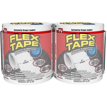 Amazon.com: Flex Tape, 4 in x 5 ft, White, Original Thick Flexible ...
