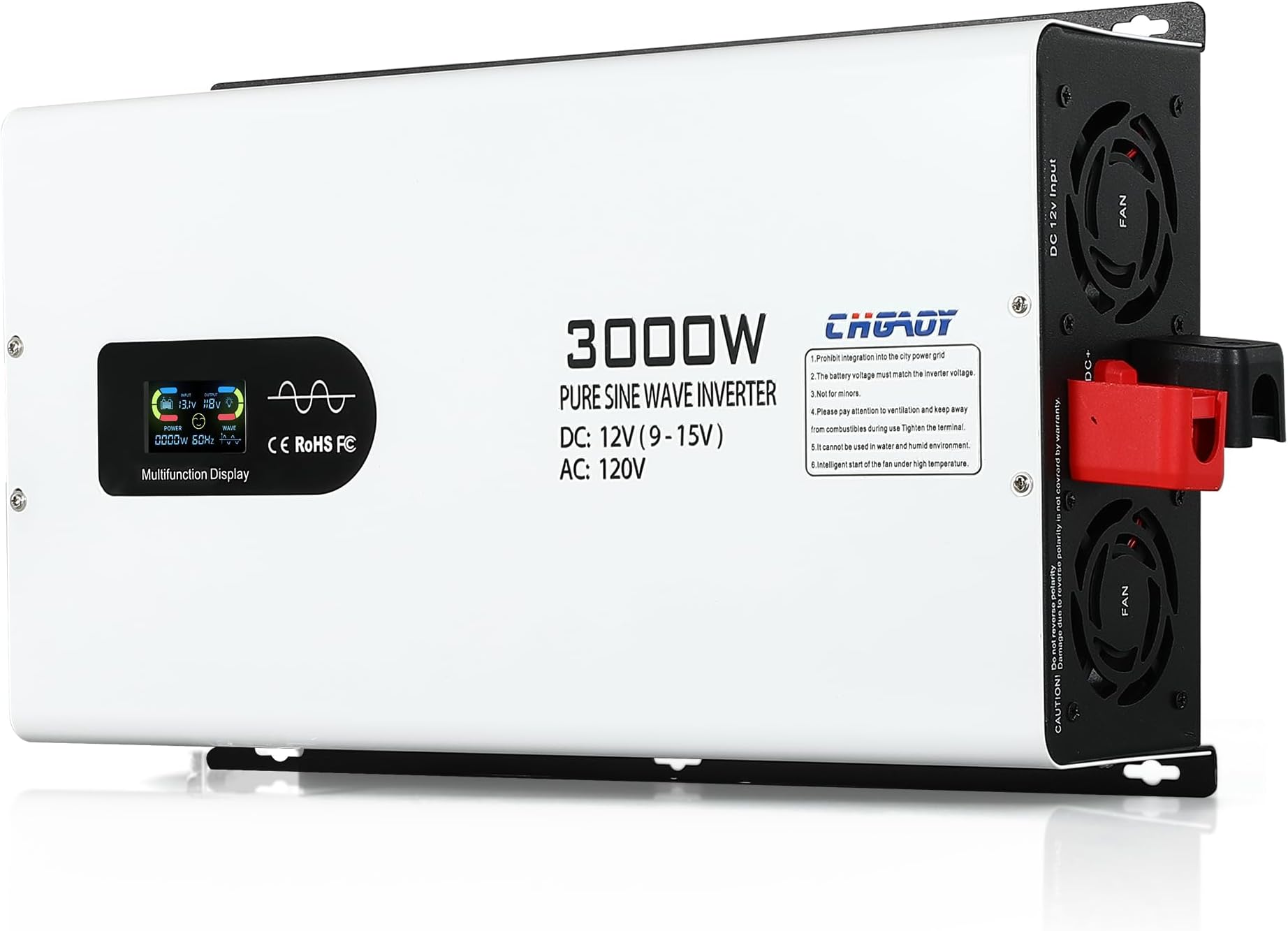 Amazon.com: CHGAOY 3000W Pure Sine Wave Inverter White DC 12V to AC ...