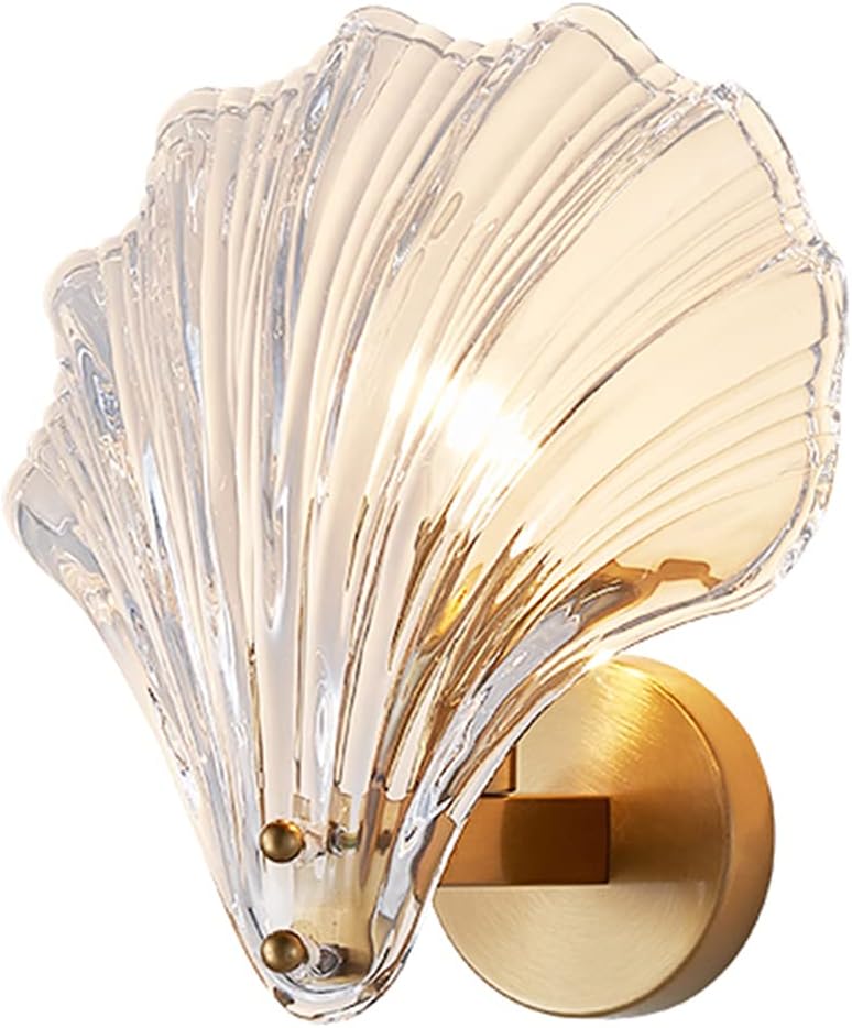 MZStech Crystal & Brass Base Shell Wall Sconces Lamp,Shell Crystal Wall ...
