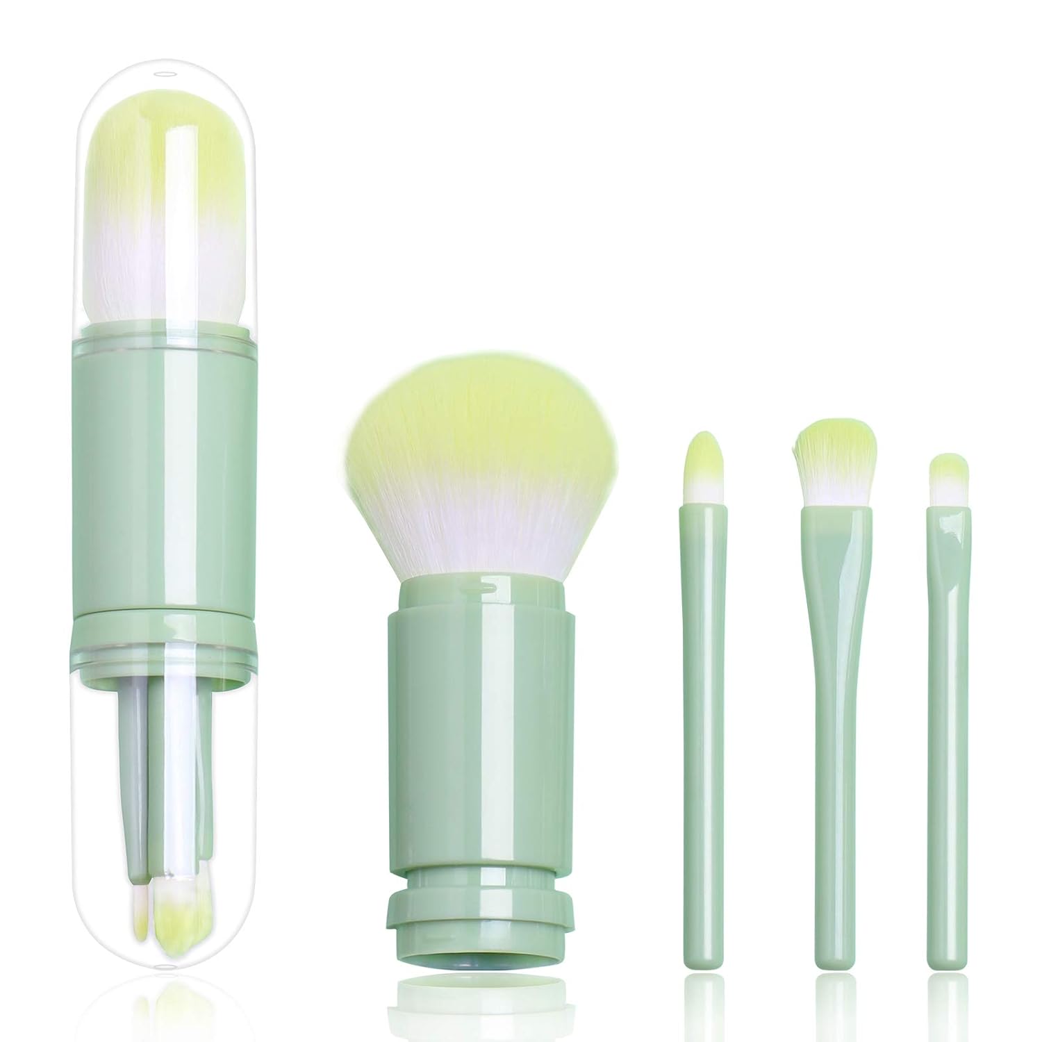 Amazon.com: Mini Makeup Brush Travel Set - Green 4 in 1 Portable ...