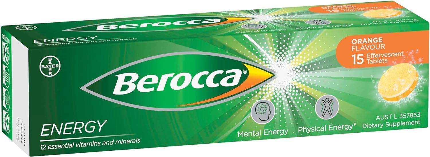 Berocca Energy Multivitamin with B Vitamins: B3, B6, B12, Vitamin C ...