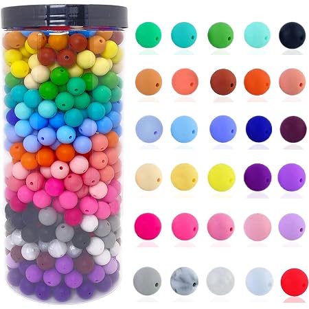 Amazon.com: Yosonal 600pcs Silicone Beads, 12mm Round Silicone Beads ...