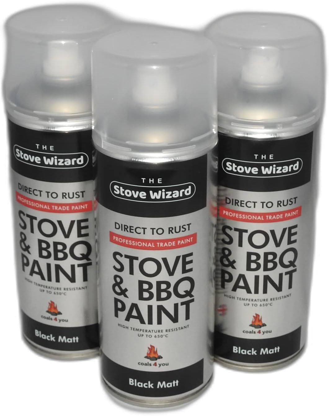 The Stove Wizard Professional Trade Spray Paint BLACK – 3 x 400ml High ...