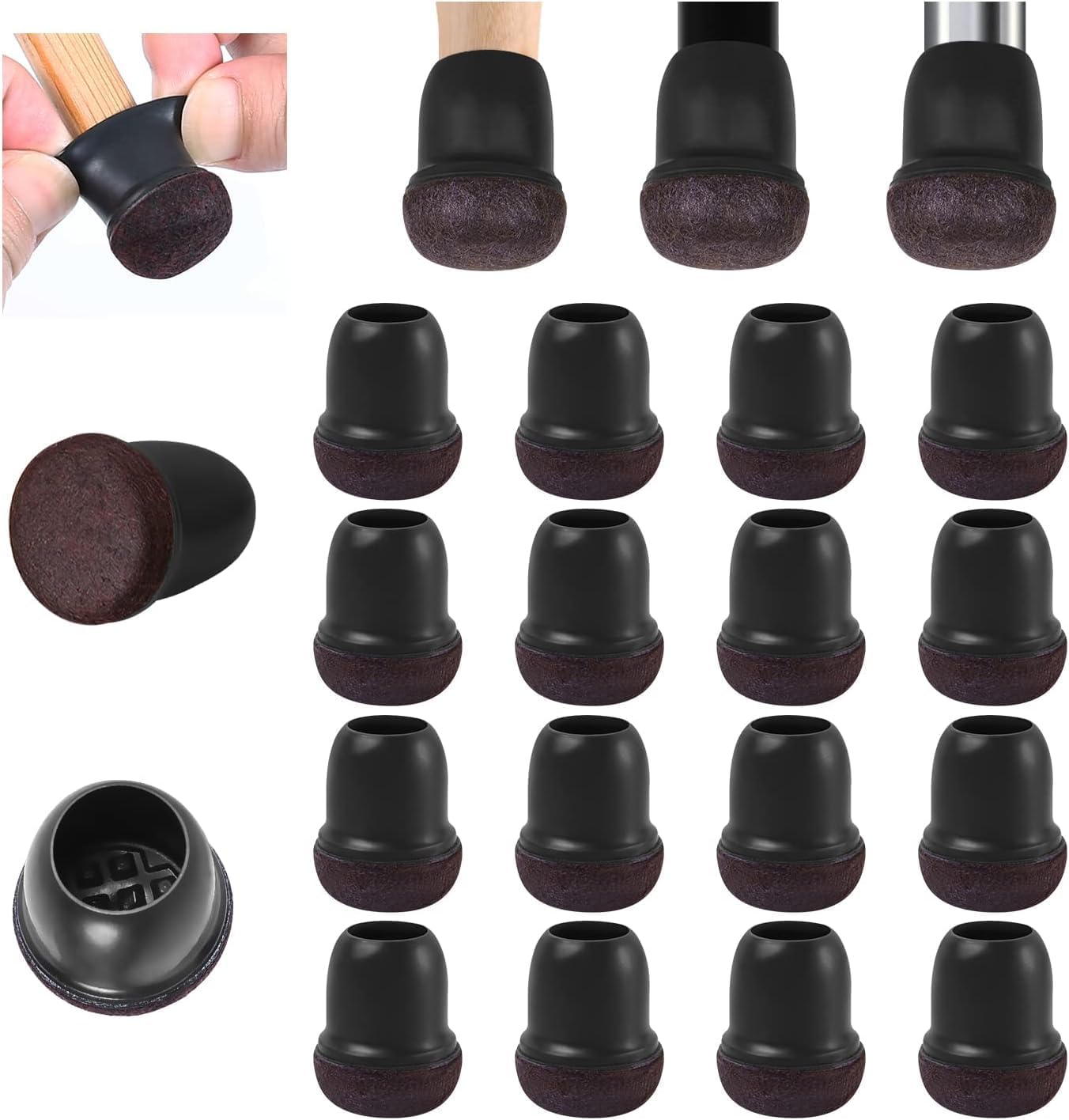 16x Rubber Furniture Feet Ferrule Caps Stoppers - Many Sizes & Colours ...