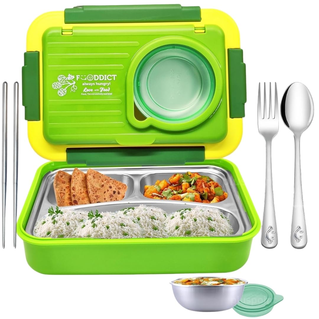 Buy PLUSPOINT Bento Lunch Box with 3 Compartments and Soup Bowl ...