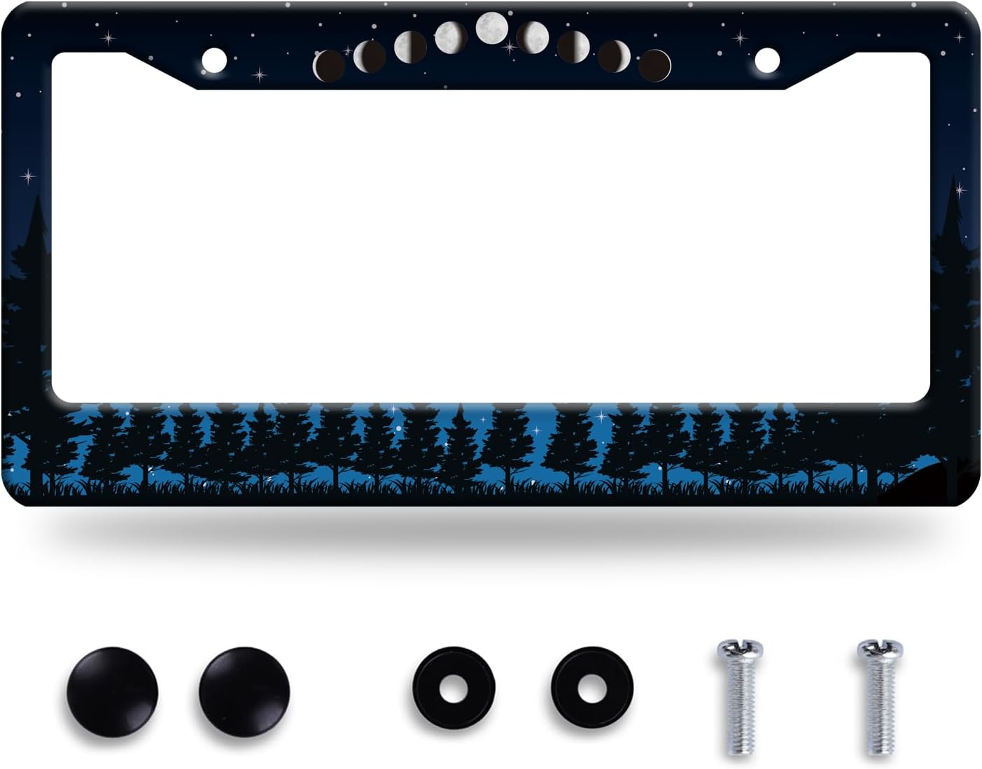Amazon.com: Moon Phase Forest Night License Plate Frame Moon License ...