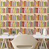 Lunarable Bookcase Peel & Stick Wallpaper for Home, Colorful Style ...