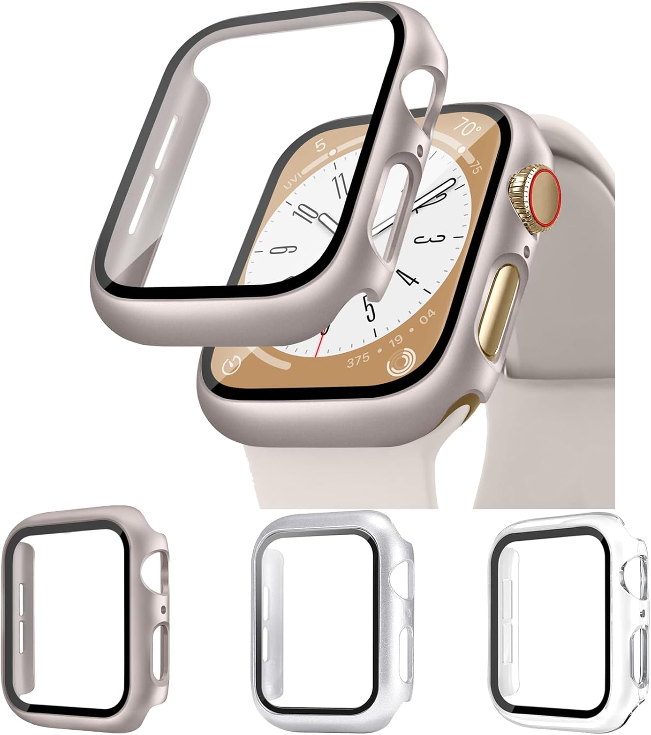 3Pcs for Apple Watch Case 44mm 40mm 45mm 41mm Screen Protector,Hard PC ...