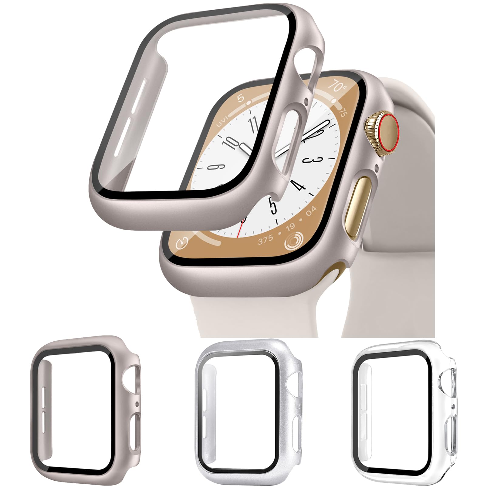 3Pcs for Apple Watch Case 44mm 40mm 45mm 41mm Screen Protector,Hard PC ...