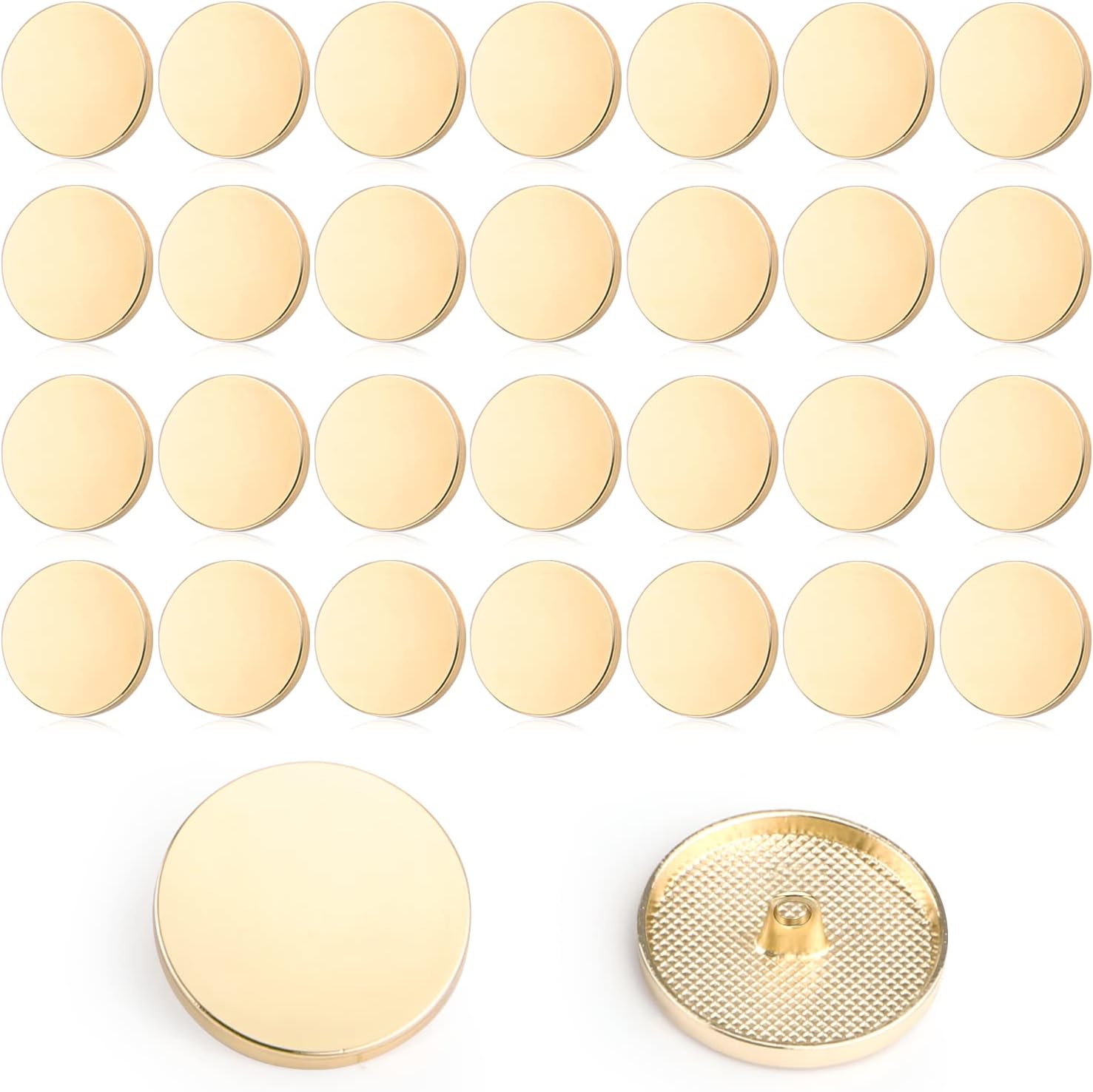 Amazon.com: 30 Pieces Metal Flat Button Alloy Shank Button Round Shaped ...