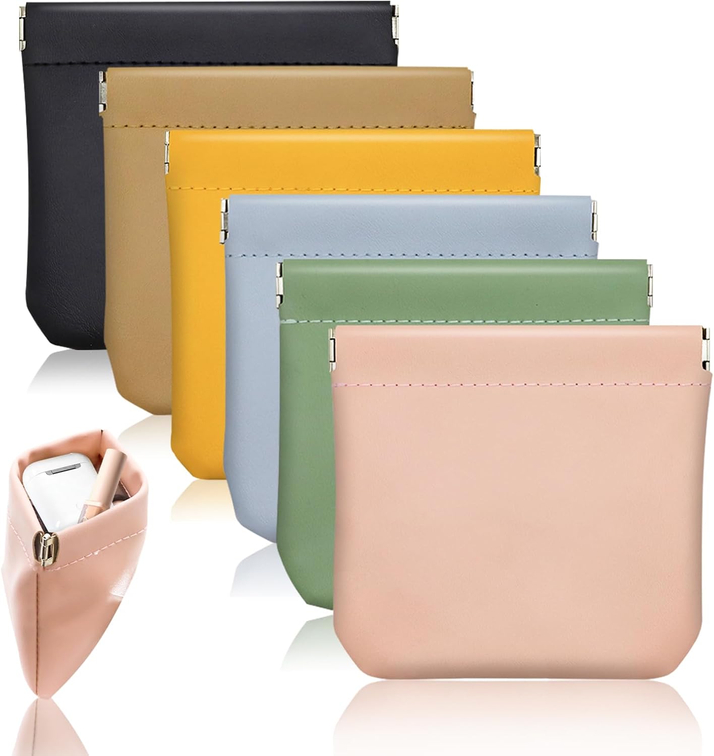 6Pcs Pocket Cosmetic Bag, Small Makeup Pouch, No Zipper Pocket Makeup ...