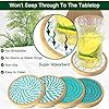 Amazon.com: Eykao Bamboo Coasters for Drinks, Absorbent Coaster Sets of ...
