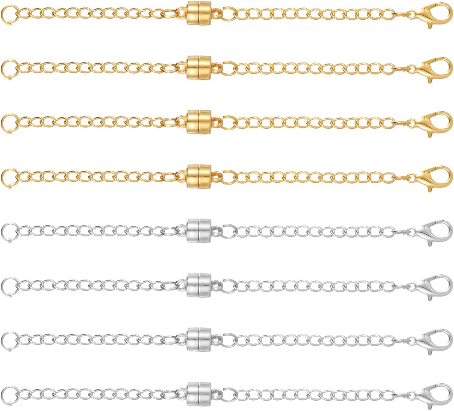 Amazon.com: 8pcs Magnetic Necklace Clasps with Extender Chains, 4in ...