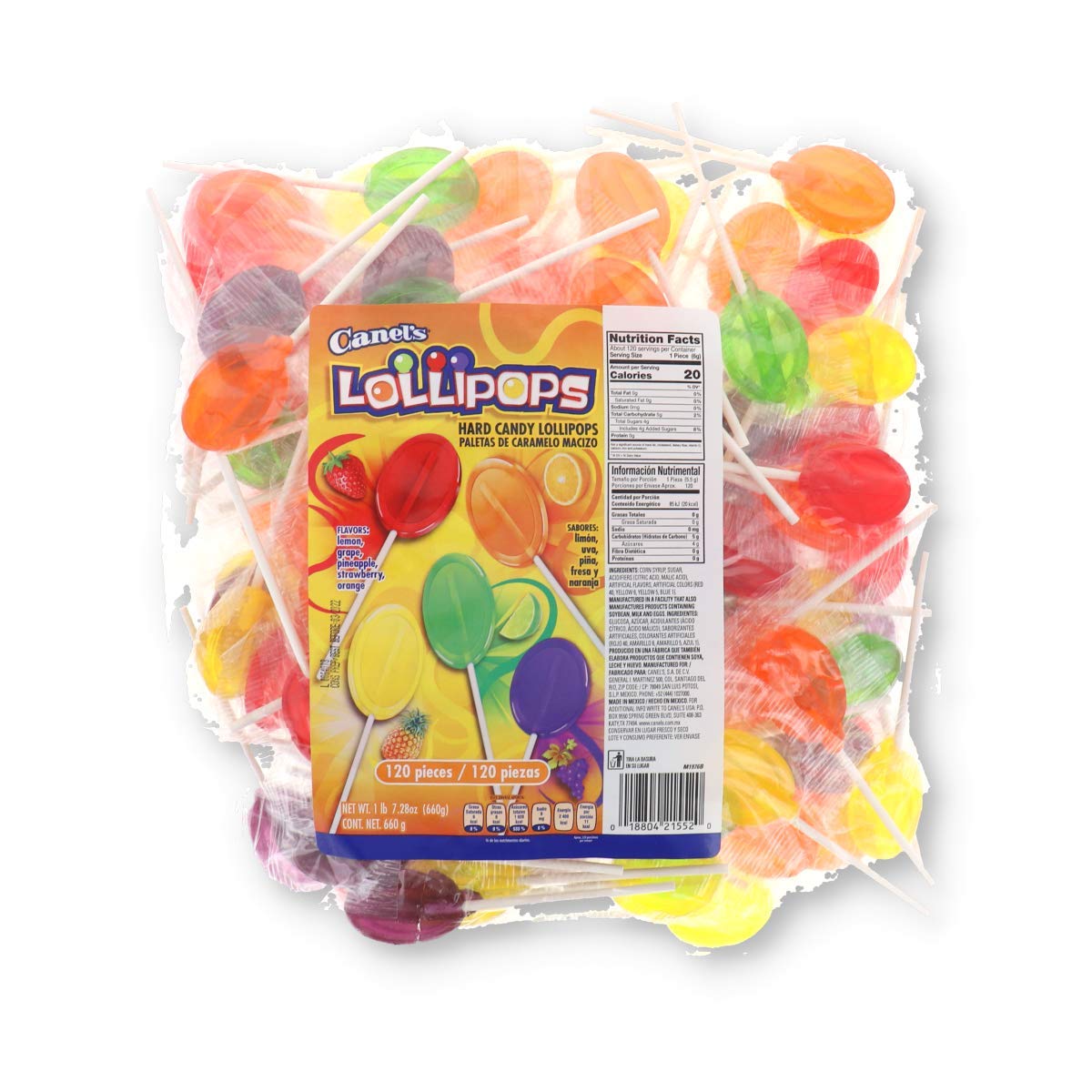 Amazon.com : Canels , Fiesta Lolipops Assorted, Count 120 - Sugar Candy ...