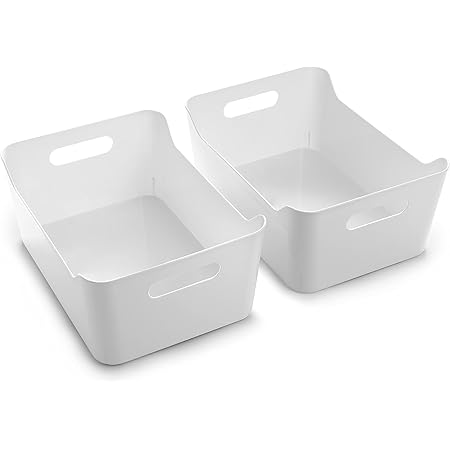 Amazon.com: ZEONHAK 6 Pack White Storage Bin with Handles, White ...