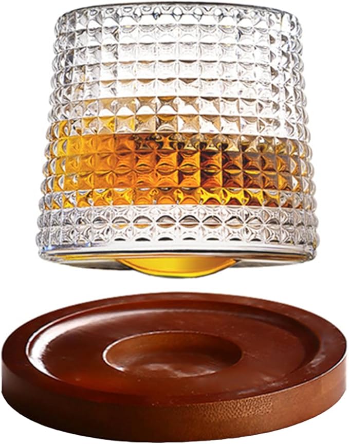 DUOAIKE 150ml Whiskey Glasses,360 Rotate Degrees Crystal Whisky Glasses ...