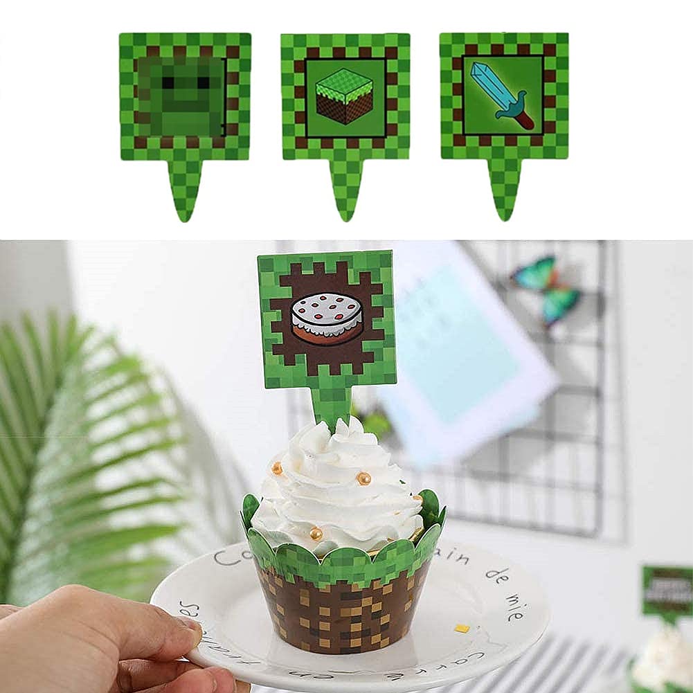 Minecraft Cupcake Toppers 12x MINECRAFT Cupcake Toppers Cake Topper