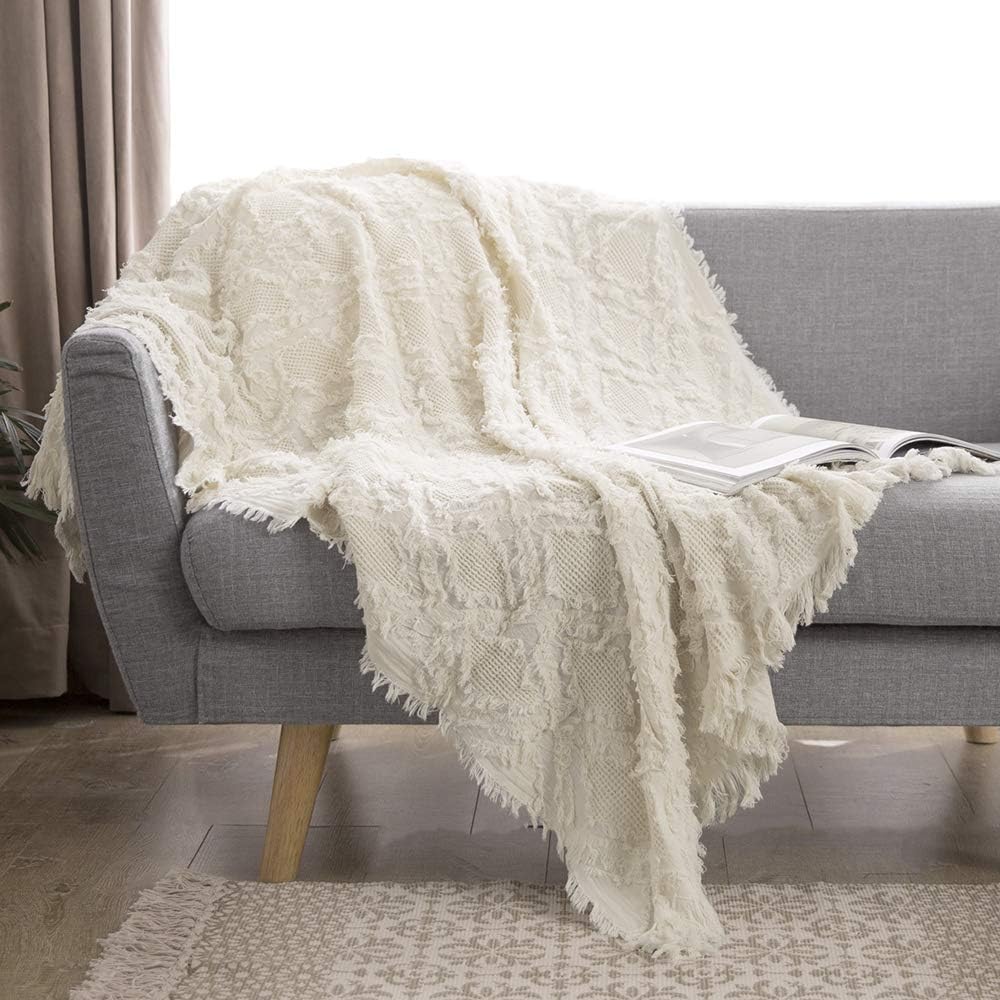 Amazon.com: ZonLi Beige Boho Throw Blanket for Couch Bed 50" x 60 ...