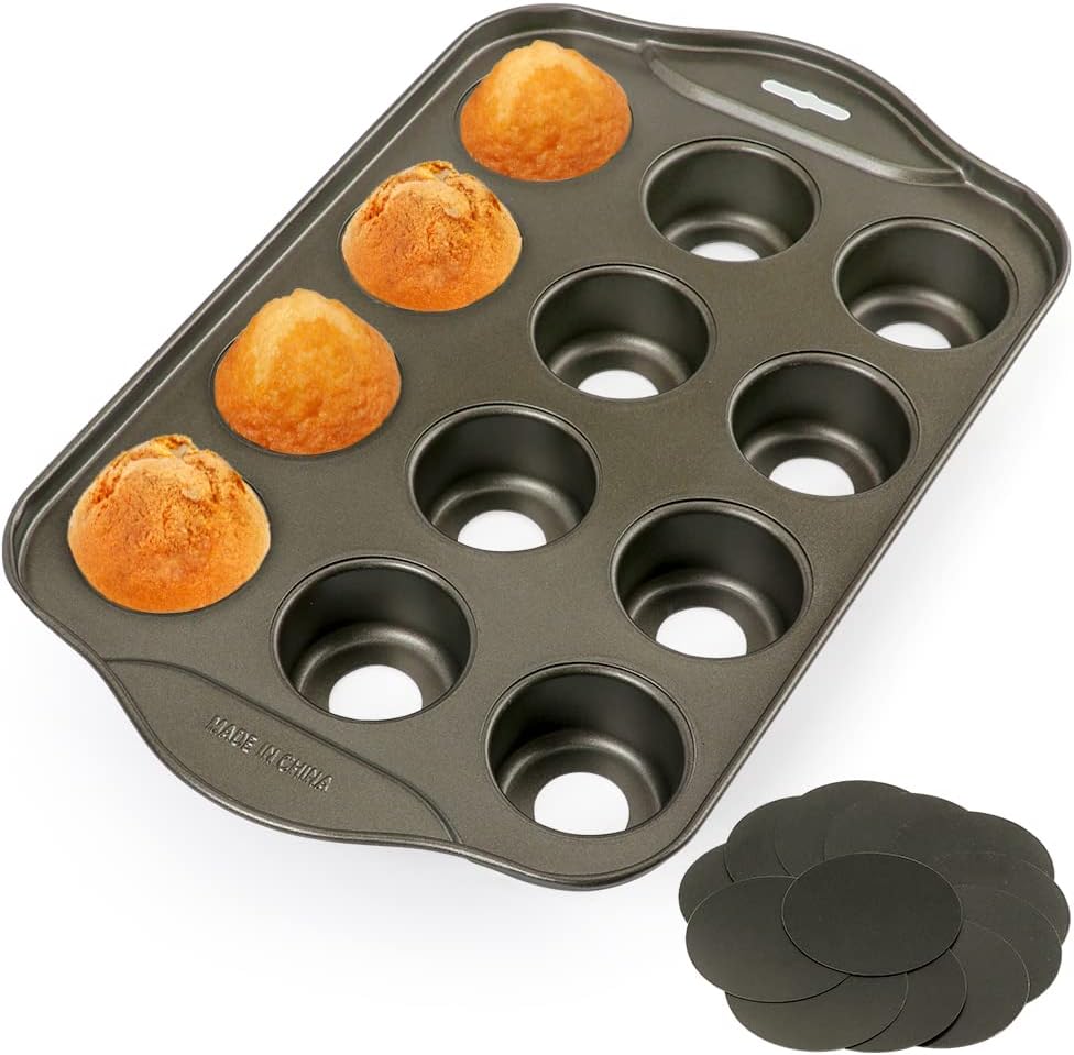 Amazon.com: Cyimi Mini Muffin Pan 12 Cup with Removable Bottom,Nonstick ...