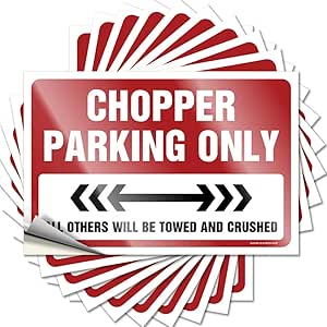 Amazon.com - Bumper Sticker Chopper Parking Only Funny Sticker 10 Pcs ...