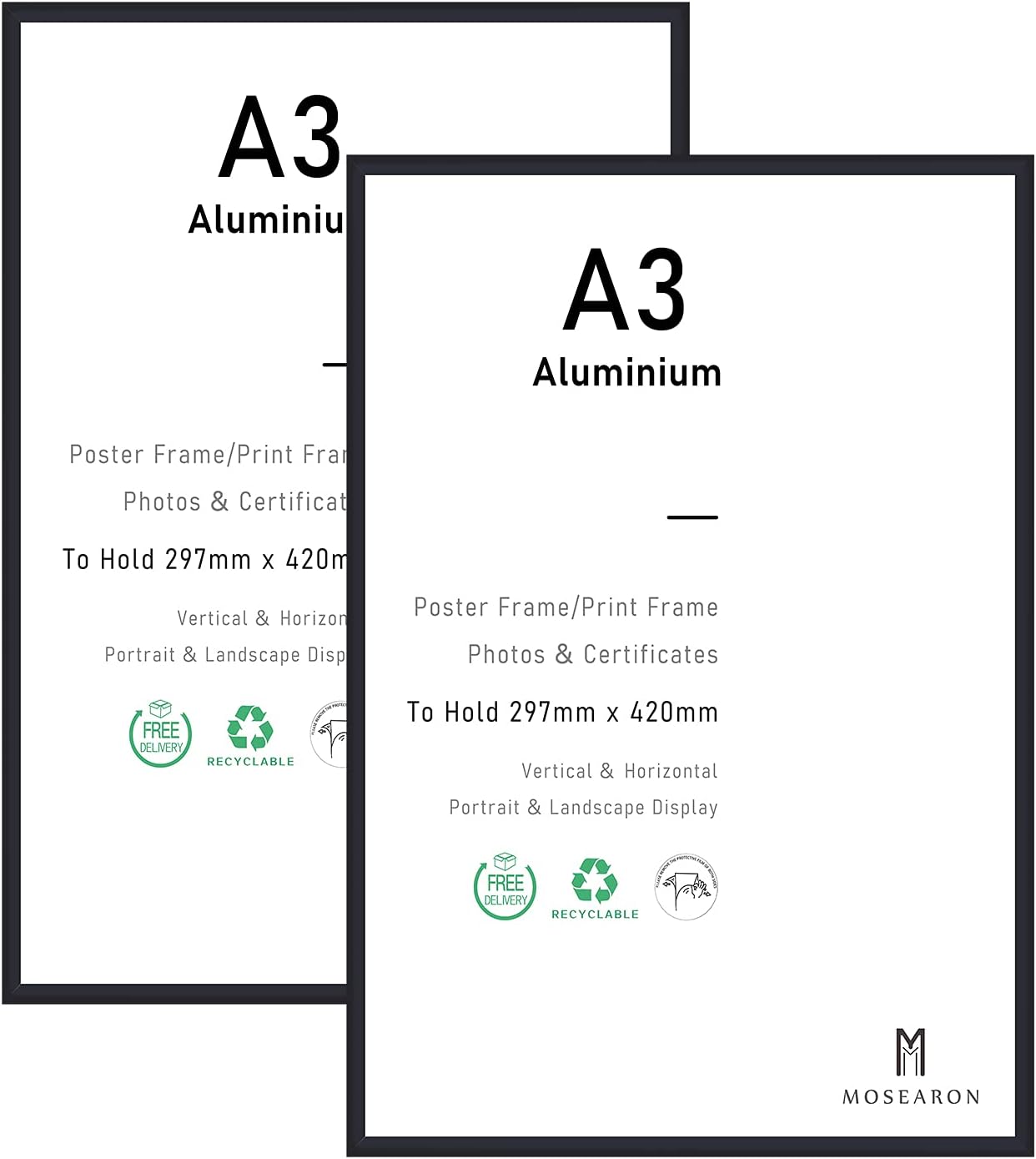 Stewart Superior A3 Brushed Aluminium Picture Frame with Perspex Safety ...