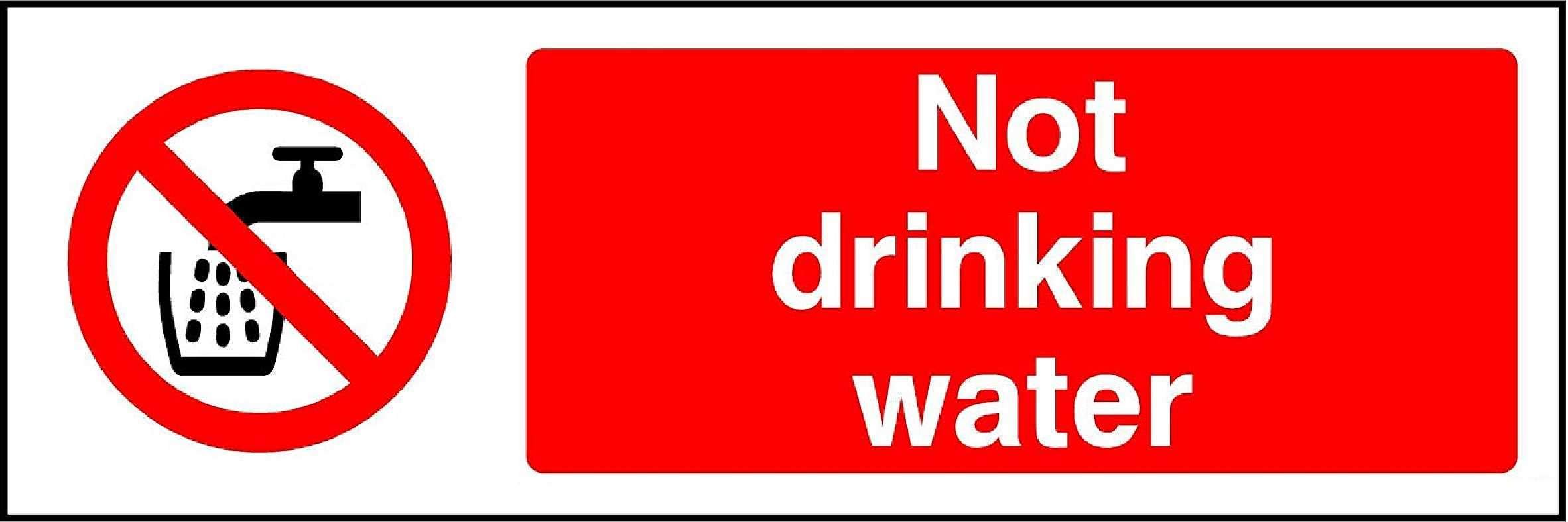 Not drinking water safety sign - 1.2mm Rigid plastic 200mm x 66mm ...