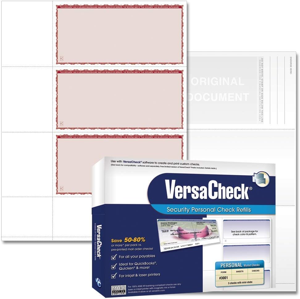 Amazon.com : VersaCheck Secure Checks - 750 Blank Business or Personal ...