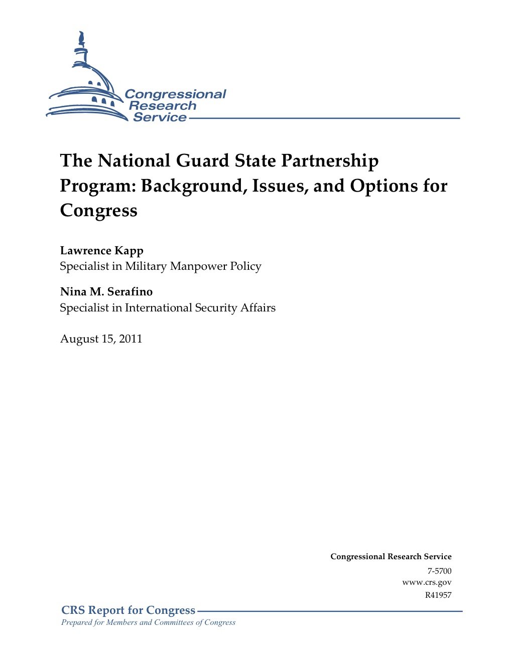 The National Guard State Partnership Program: Background, Issues, and ...