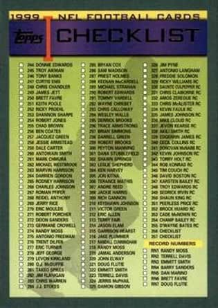 Amazon.com: 1999 Topps Football #357 Checklist Official NFL Trading ...