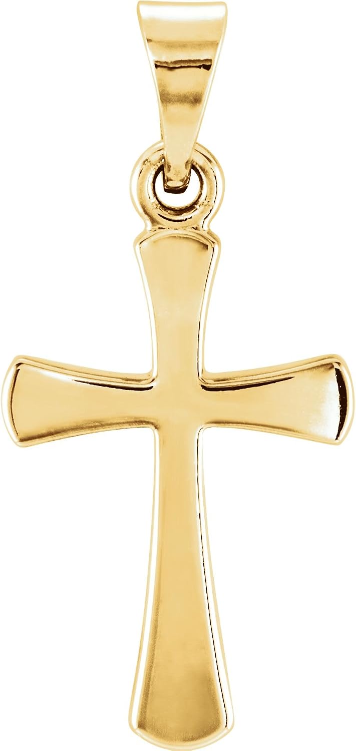 Amazon.com: Rounded Edge Cross 14k Yellow Gold Pendant (34.8X18.6MM ...
