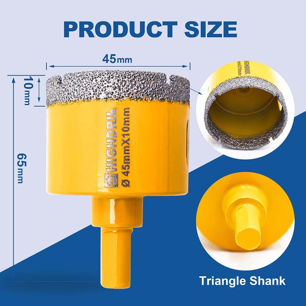 Snapklik.com : Dry Diamond Core Drill Bit,HIGHDRIL Diameter 45mm 1-4/5