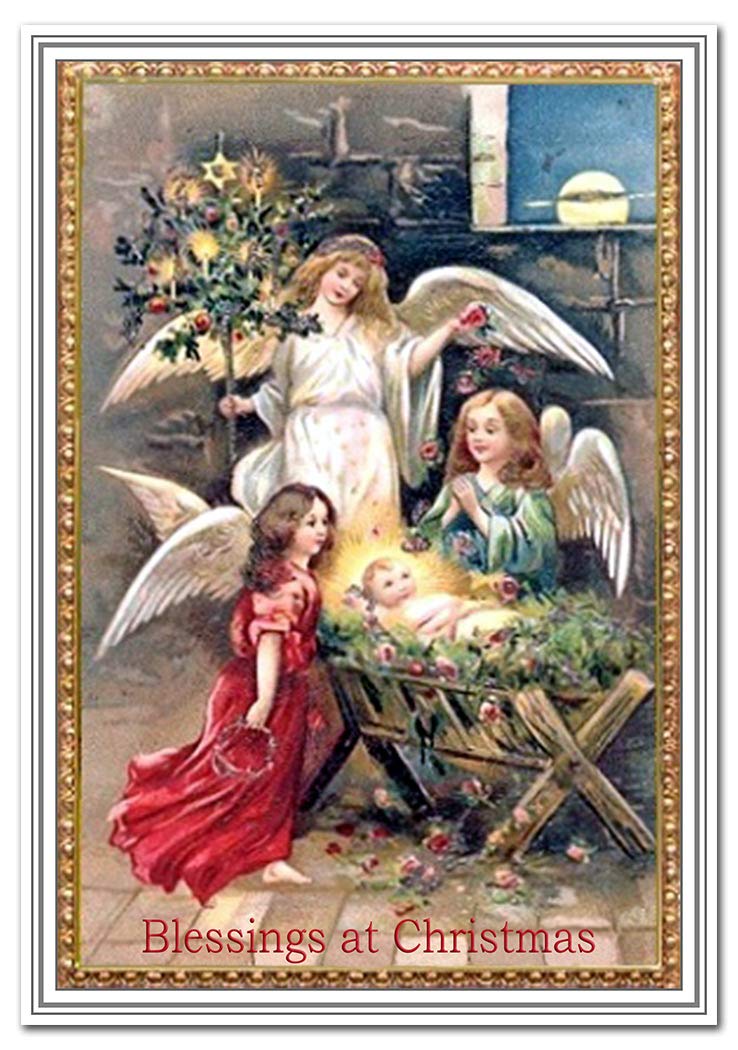 Vintage Nativity Christmas Cards - Holy Family - Nativity Angels Jesus ...