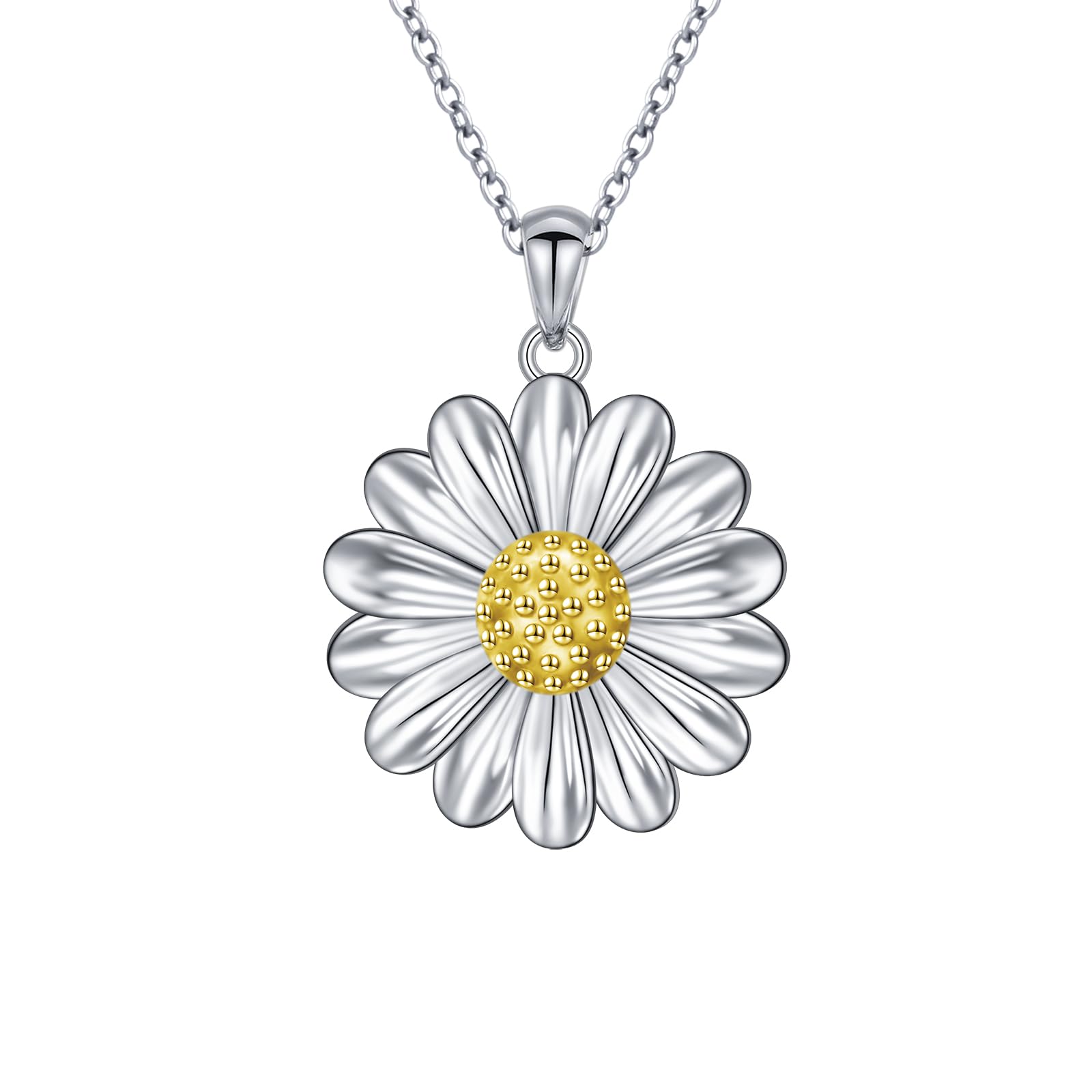 Amazon.com: Daisy Necklace for Women Sterling Silver Flower Daisy ...