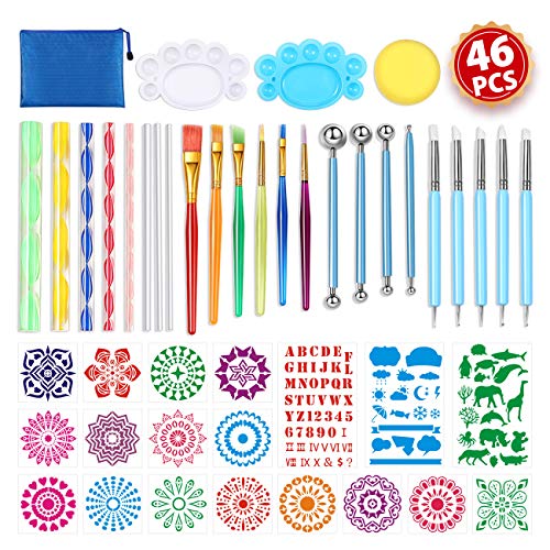 Mandala Stencil Paint Kit for Canvas, Rocks W/ Gems $6.79 (60% OFF ...