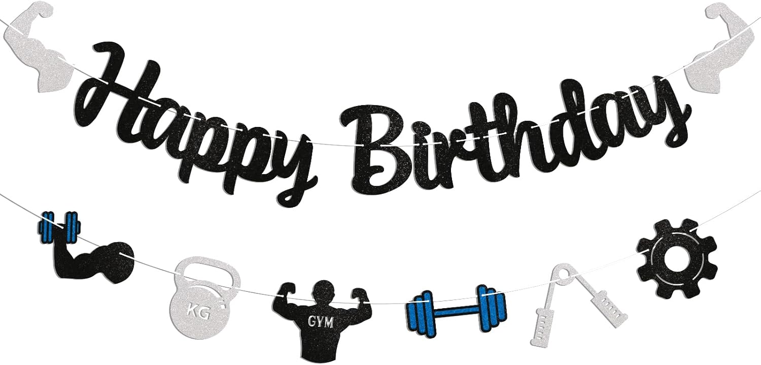 Amazon.com: GYM Birthday Party Banner - Sports/Bodybuilding ...