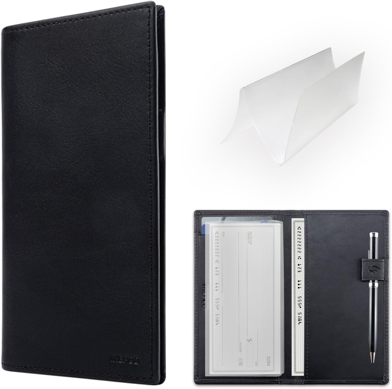 Amazon.com: IKEPOD Genuine Leather Checkbook Cover for Men Women, Slim ...