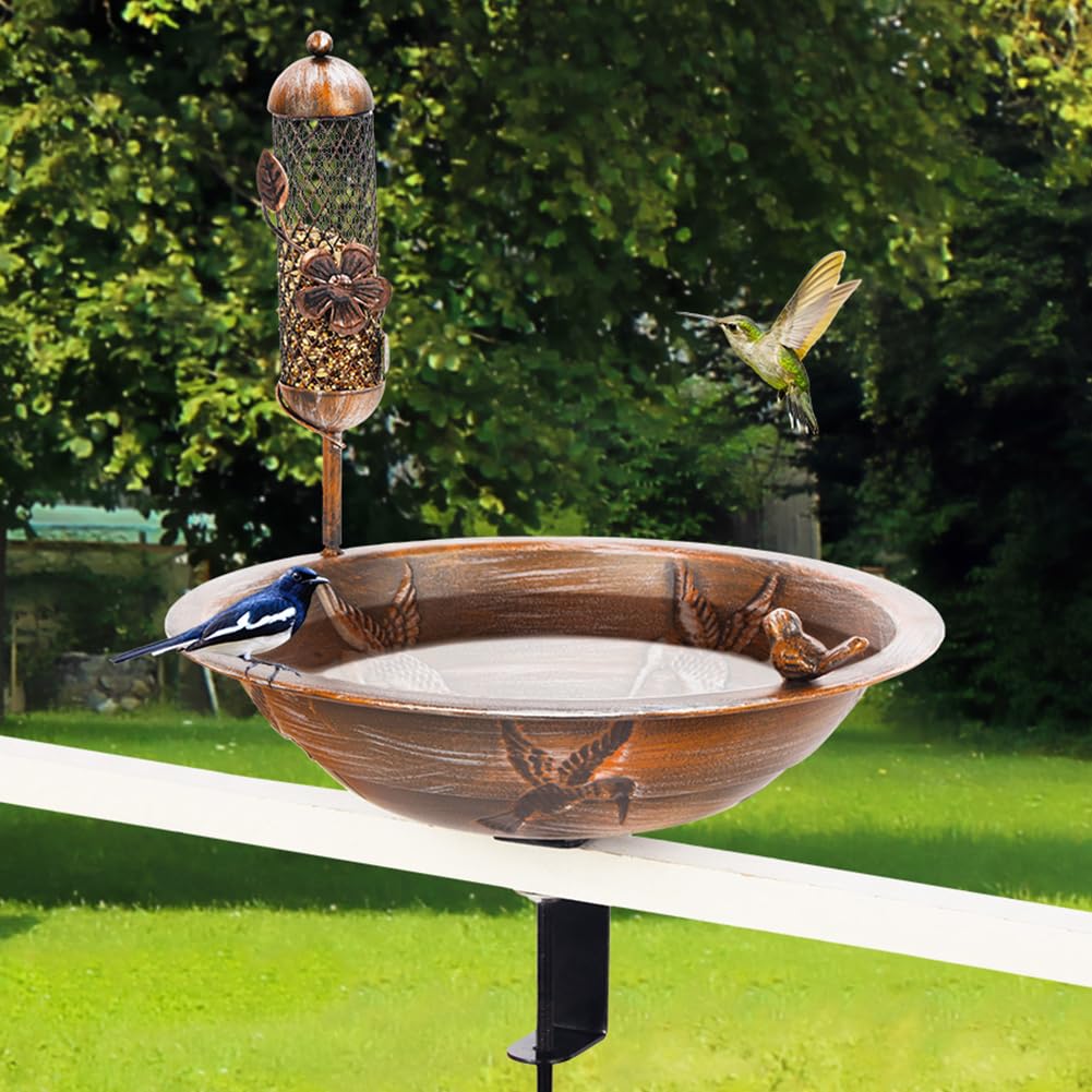 Deck Wrought Iron Bird Feeder Bird Feeder Pole Set With Flutter Hooks